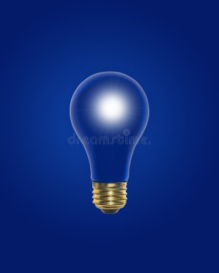 Blue Light Bulb with White Glow Inside Stock Illustration ...