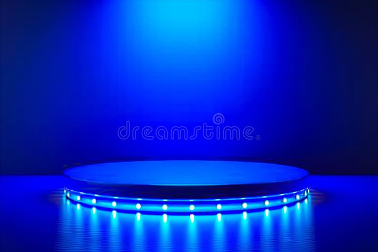 A Blue Light on a Circular Table Stock Photo - Image of room, stage ...