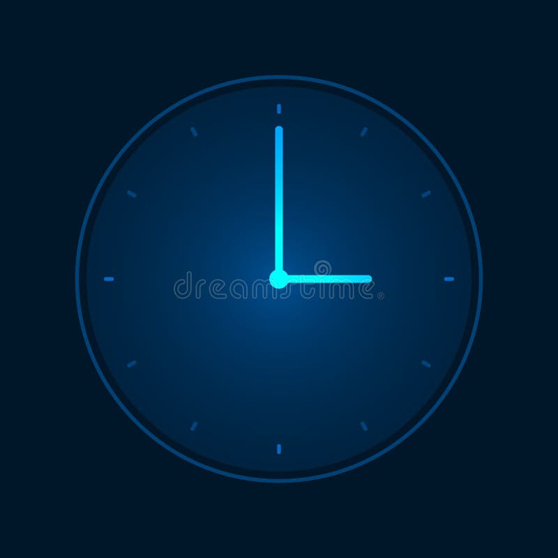 Blue Light Clock Dial Symbol on Dark Background. Stock Vector ...