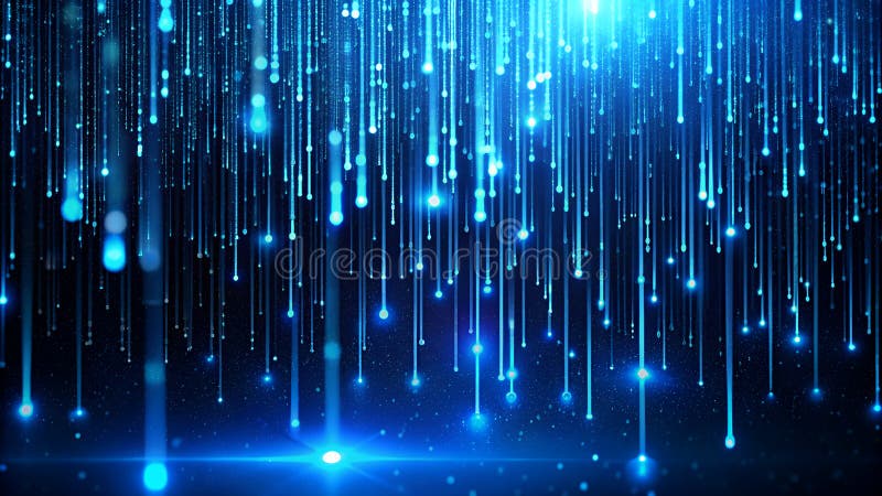 Blue Light Drop with Binary Digits Falling Down with Neon Speedy Power ...