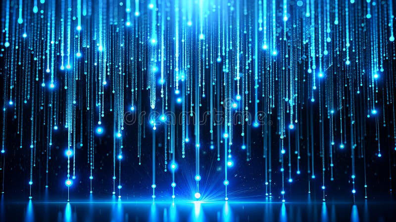 Blue Light Drop with Binary Digits Falling Down with Neon Speedy Power ...