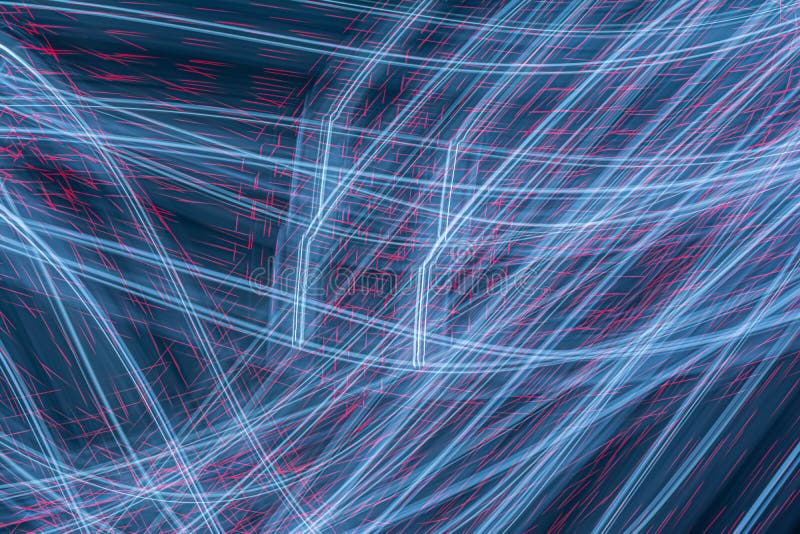 Blue Light Effects, Straight and Curved Lines on Dark Backdrop ...