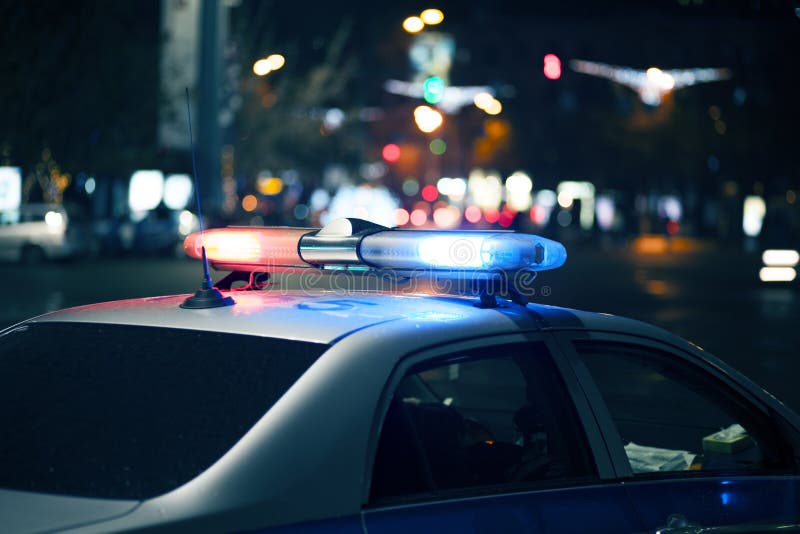 Blue Light Flasher Atop of a Police Car Stock Image - Image of light ...