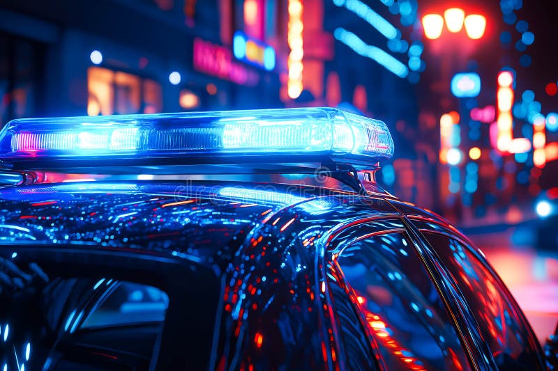 Blue Light Flasher Atop of a Police Car Stock Illustration ...