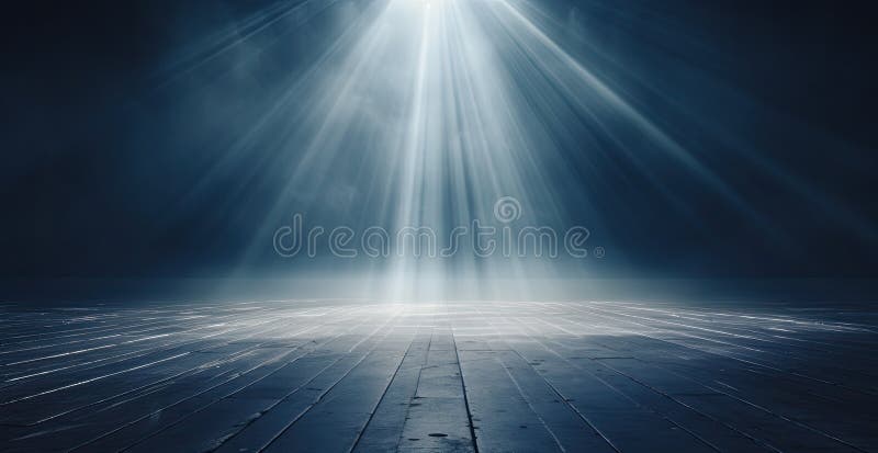 Blue Light Flow from a Shining Spot in a Dark Space, in the Style of ...