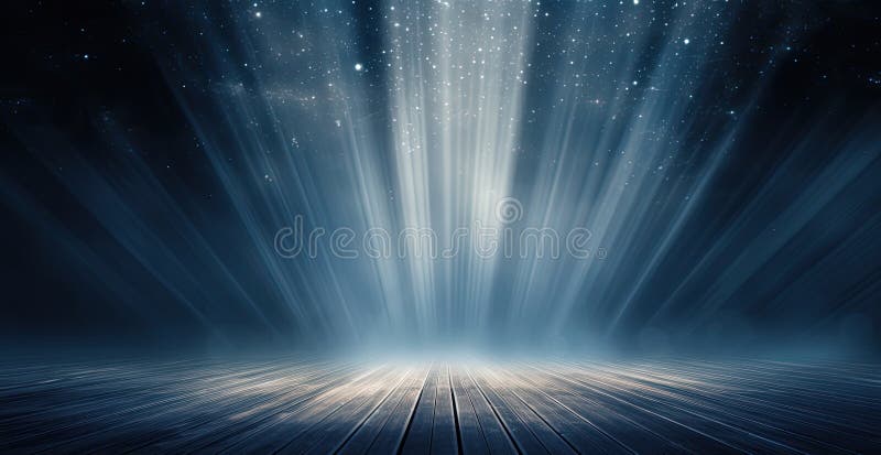Blue Light Flow from a Shining Spot in a Dark Space, in the Style of ...