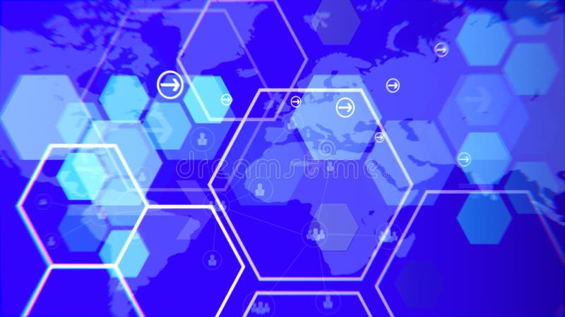 Blue Light Glowing Hexagon Touch Screen in Space with Blue World ...