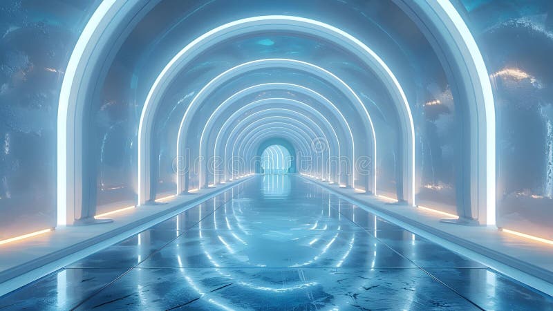 Blue Light Illuminates Sci-fi Backdrop. Stock Illustration ...