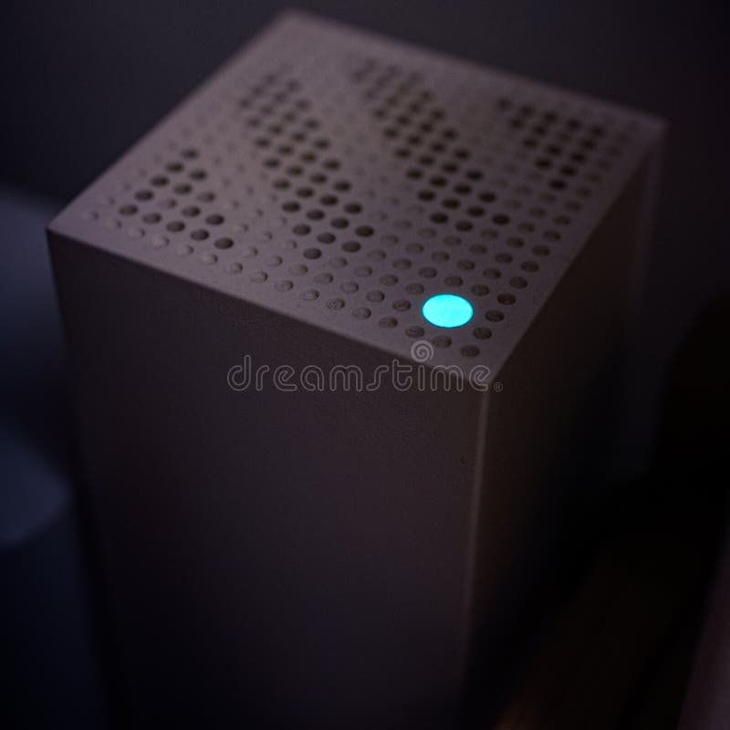 Blue Light Indicator on a Mesh Wifi Router. Stock Image - Image of blue ...