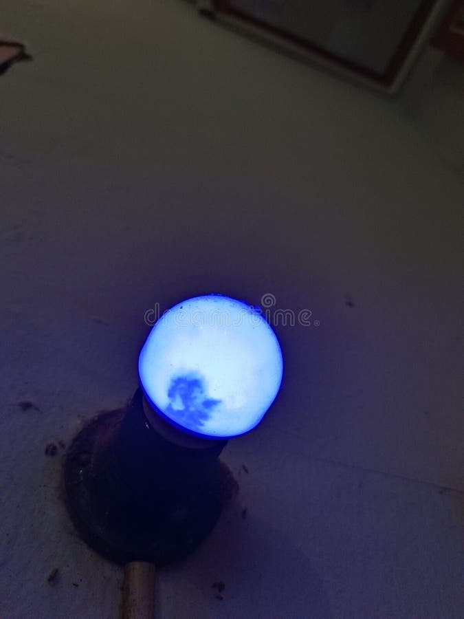 Blue Light Lamp in the Dark Room Stock Photo - Image of room, blue ...