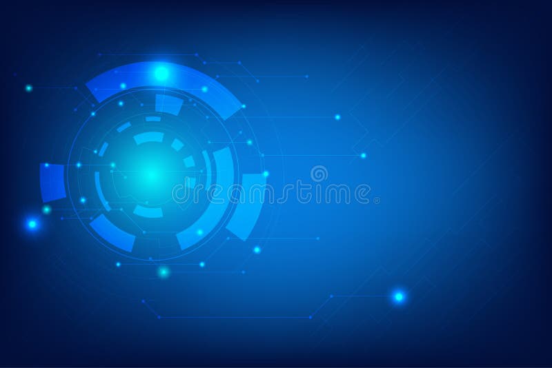 Technology Background, Blue Circle Part with Light. Line and Dot ...