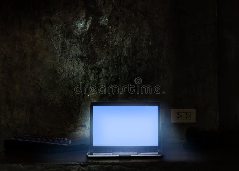 Blue Light from Mornitor Laptop Screen on Night Time Stock Image ...