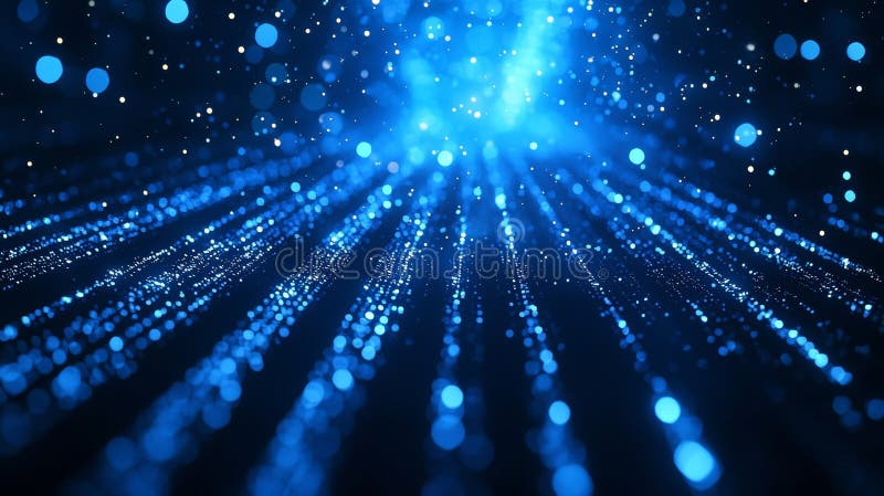 Blue Light Particles in Abstract Data Flow Pattern Stock Photo - Image ...