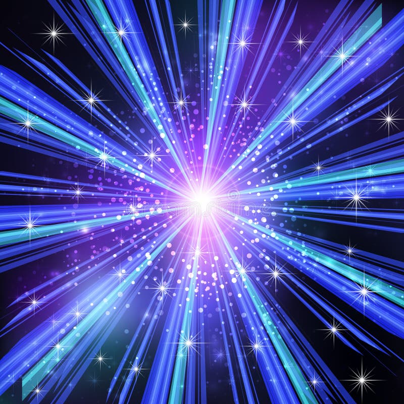 Blue Light Rays With Stars. Stock Vector - Image: 23941024