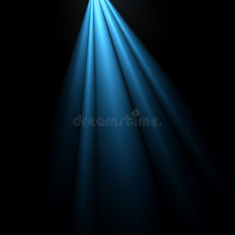 Blue Light Rays Streaming from Above in Dark Background Stock ...