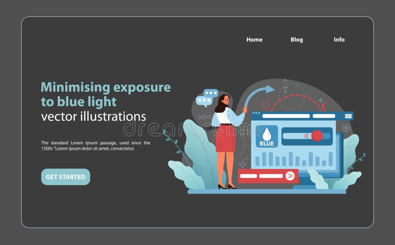 Blue Light Reduction Illustration. a Woman Interacts with a Display ...