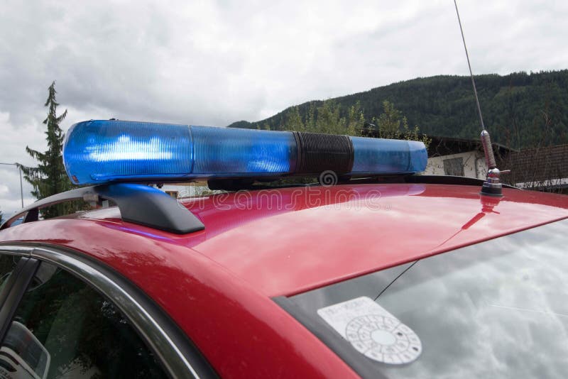 Blue Light on Roof of Fire Brigade Car Stock Photo - Image of operation ...