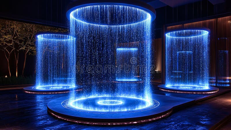 Blue Light and Shadow Annular Waterfall Stock Illustration ...