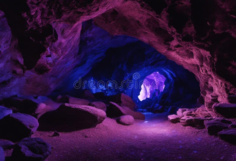 The Blue Light Shining into the Cave in a Cave is Colorful Stock ...