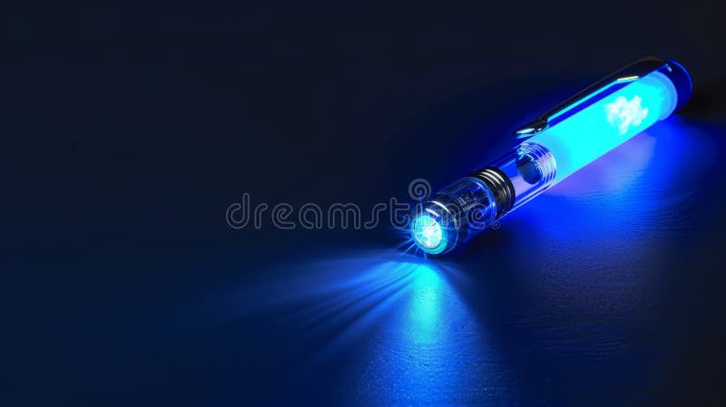 Blue Light Shining on Flashlight Stock Photo - Image of illuminating ...