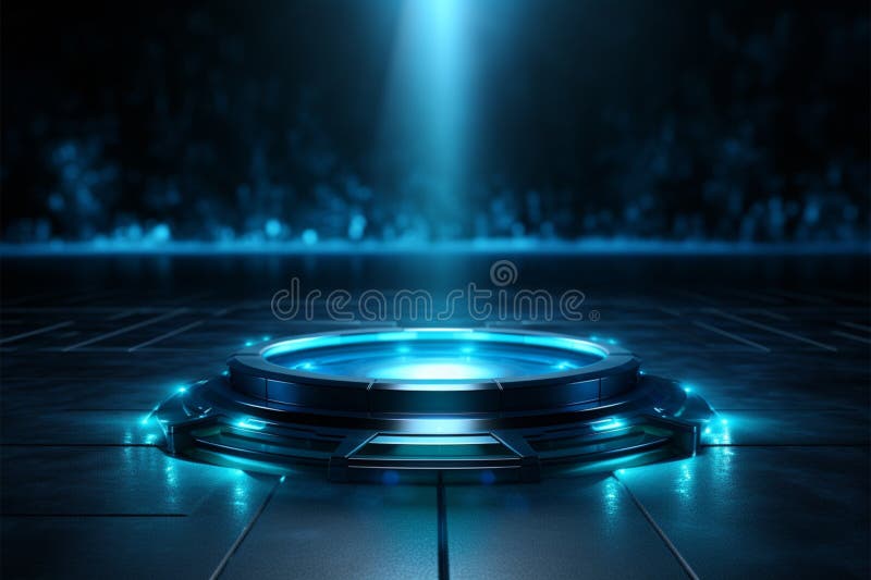 A Blue Light is Shining on Top of a Black Object Stock Illustration ...