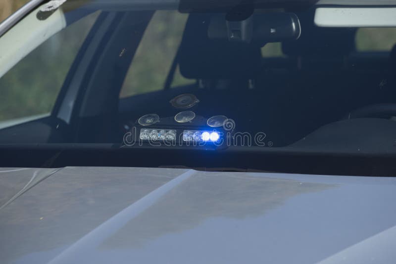 Blue Light Signal on a Police Car Stock Image - Image of emergency ...
