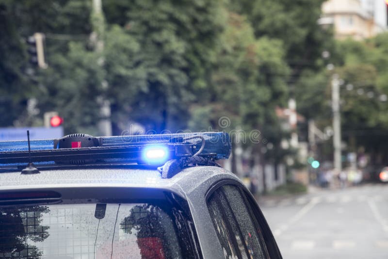Blue Light Signal on a Police Car Stock Image - Image of subject ...