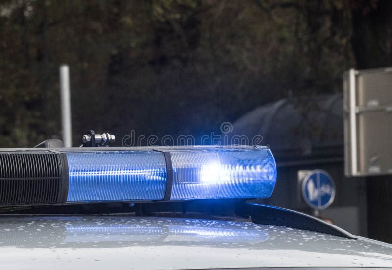 Blue Light Signal on a Police Car Stock Photo - Image of sign, signs ...