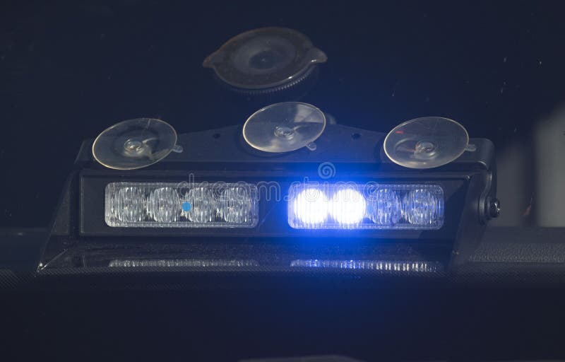 Blue Light Signal on a Police Car Stock Photo - Image of security ...