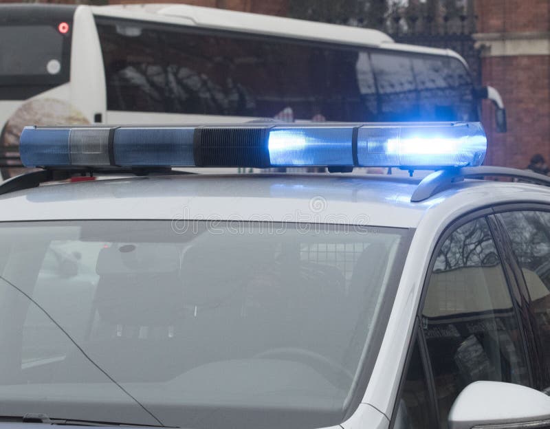 Blue Light Signal on a Police Car Stock Photo - Image of ministry ...
