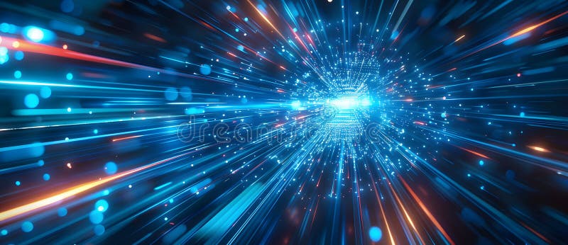 Futuristic Blue Light Speed Background with Glowing Rays Stock ...
