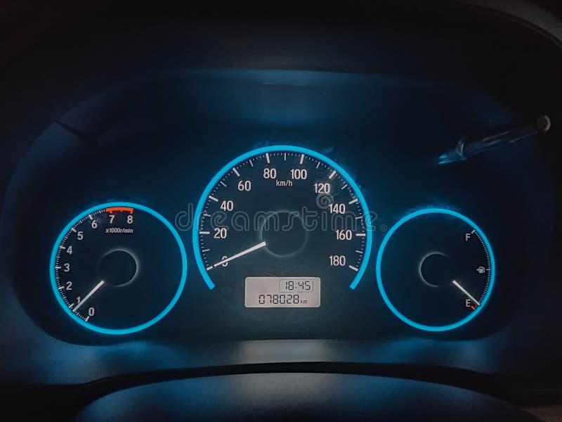 Blue Light Speedometer Honda Mobilio Car Stock Image - Image of ...