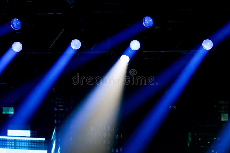 Blue Light Spotlights on the Concert Stage Stock Photo - Image of ...