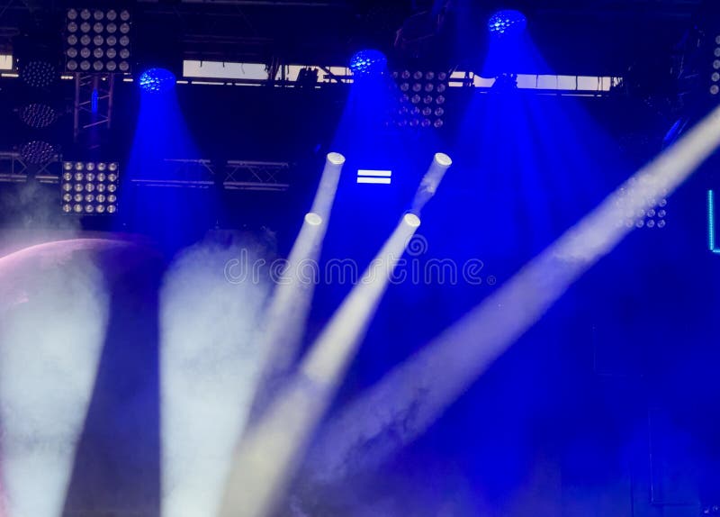 Blue Light from Spotlights on Stage. Background Stock Photo - Image of ...