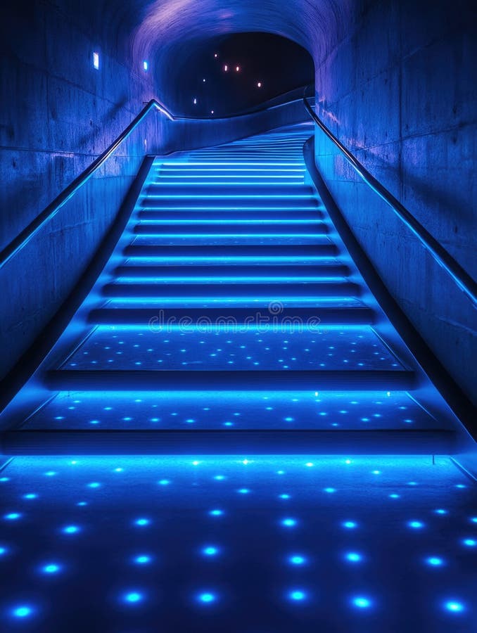 Blue Light Staircase stock photo. Image of architecture - 358531960