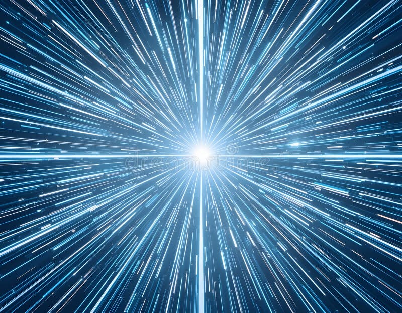 Blue Light Streaks Radiating from a Central Point Stock Photo - Image ...
