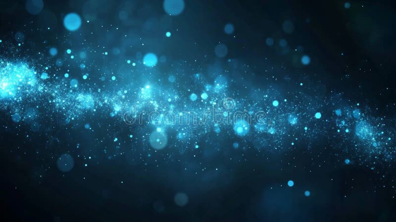 Blue Light Trail Particles Set Against Dark Background Design Stock ...
