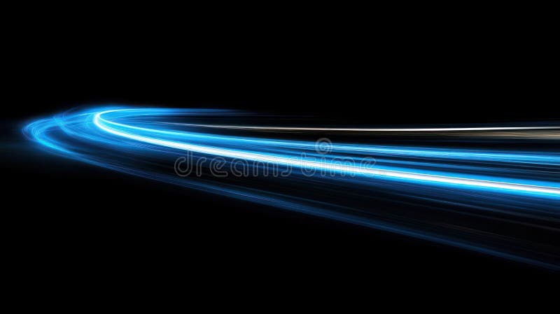 Blue Light Trails Moving on a Black Background Stock Illustration ...