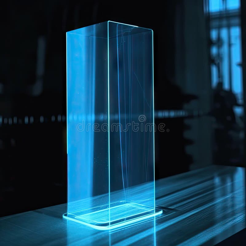 Blue Light in Vertical Glass Box. Future Technologies Concept Stock ...