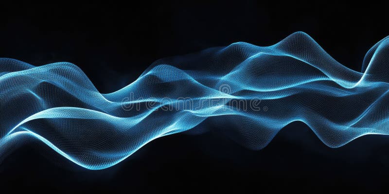 Blue Light Wave on Black Background Stock Image - Image of design ...