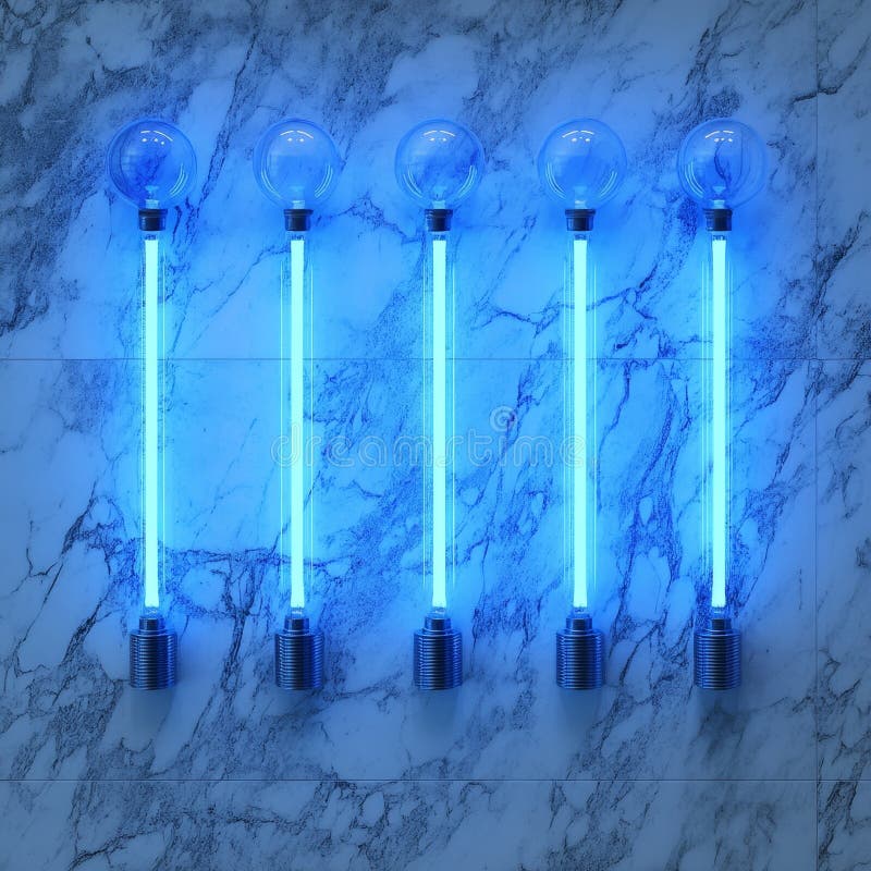 Blue Lightbulbs on a Blue Background. 3D Illustration Stock ...