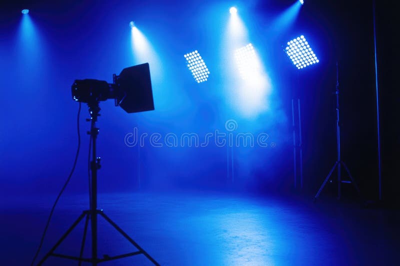 Blue Lighted Stage Camera Tripod Stock Photos - Free & Royalty-Free ...