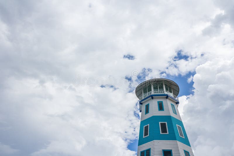 Blue Sky with an Old Lighthouse. Stock Photo - Image of tower ...