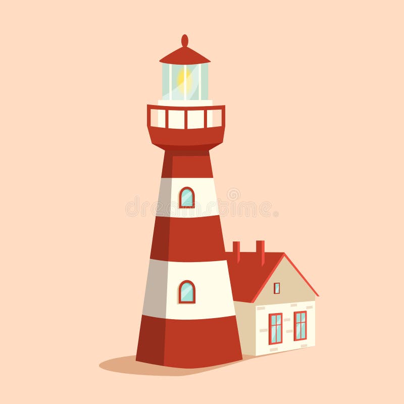 Blue Lighthouse. Cartoon Vector Illustration Stock Vector ...