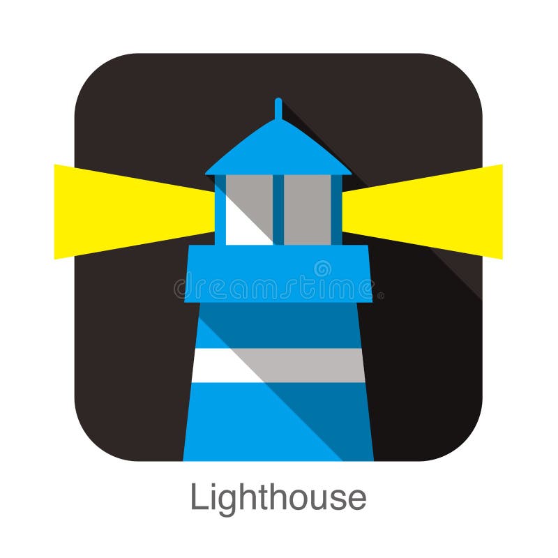 Blue Lighthouse Flat Icon Design Vector Illustration Stock Vector - Illustration of icon, beam ...