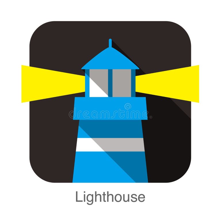Blue Lighthouse Flat Icon Design Vector Illustration Stock Vector ...
