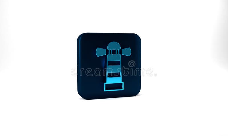 Blue Lighthouse Icon Isolated on Grey Background. Blue Square Button ...