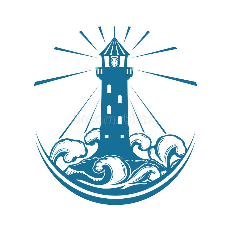 Blue Lighthouse. Cartoon Vector Illustration. Searchlight Tower Stock ...