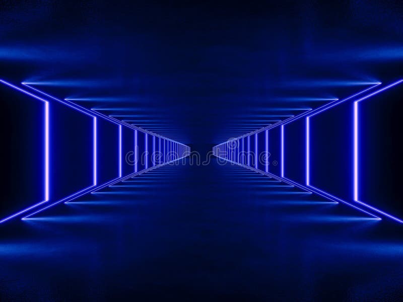 Blue Lighting with Interior Empty Space, 3d Rendering Stock ...