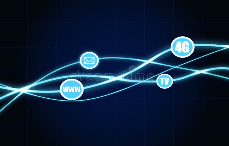Blue Lighting Waves. Communication Methods Icons Stock Illustration ...